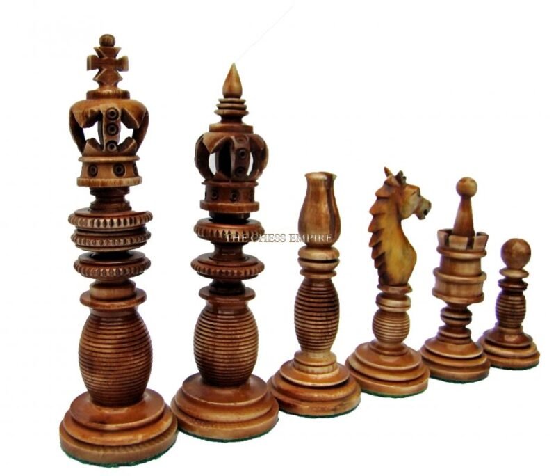 The Majestic Series Bone Chess Pieces Natural Bone & Antiqued Bone 4.4 ...