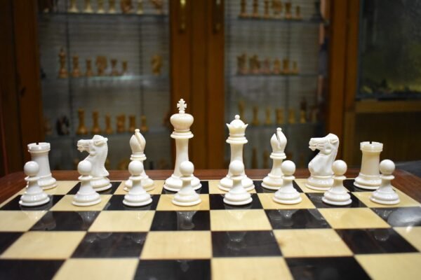 The Bone Staunton Chess Pieces Natural Bone & Black 3.5