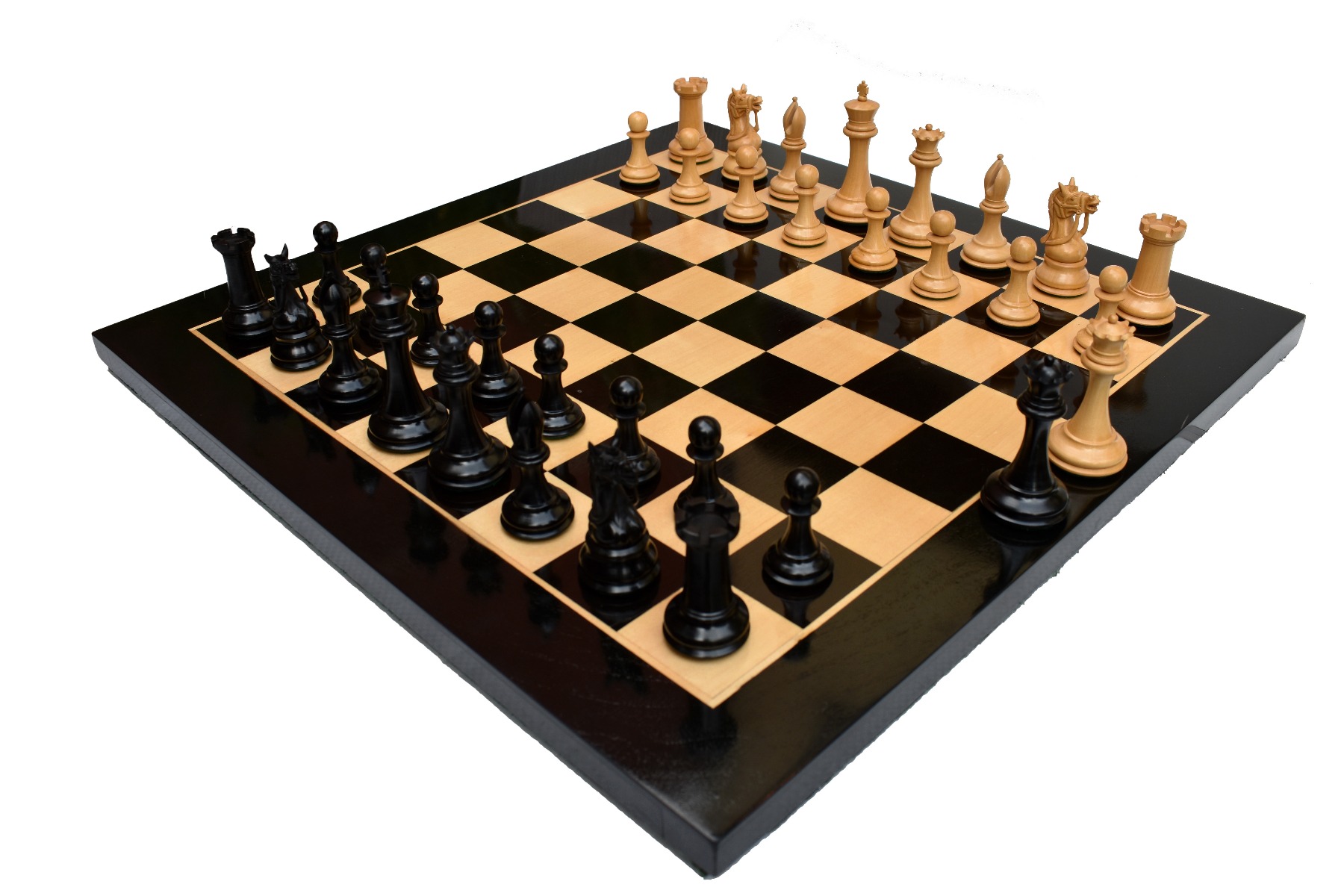 The Imperial Series Chess Set (REPRO) Boxwood & Ebony 4" King with 2.25 ...