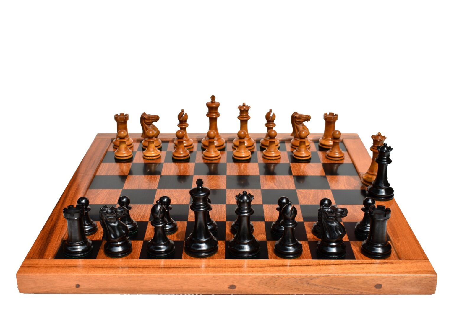 1875-1880 Jaques Zukertort Chess Set Antiqued Boxwood & Ebony 4" King ...