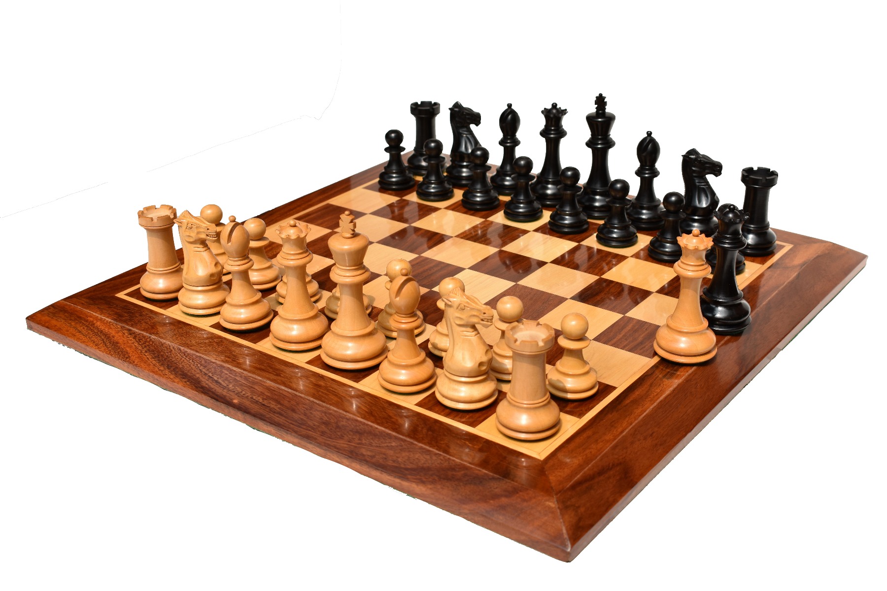 The Royal Staunton Chess Set Boxwood & Acacia 4" King with 2" Square ...