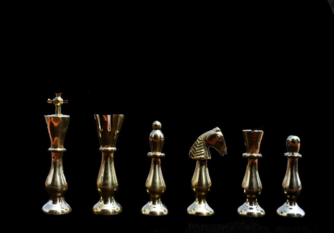 Majestic Series Chess set Natural Brass & Antiqued Brass 3.5" King with ...