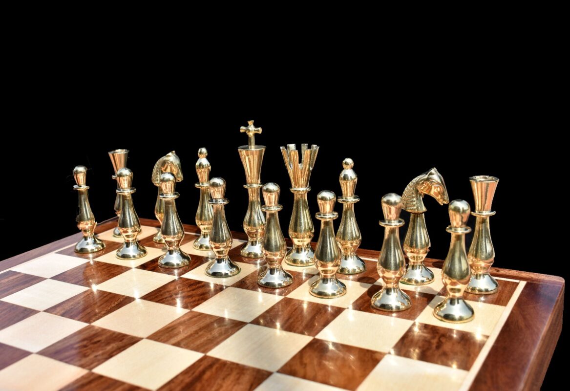 Majestic Series Chess set Natural Brass & Antiqued Brass 3.5" King with ...