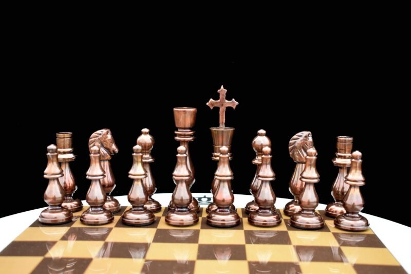 Brass Luxury Chess Table 22" x 18" Detachable With Solid Brass 4.75 ...