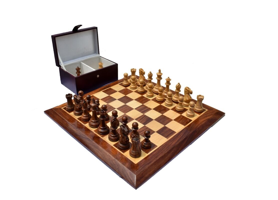 Oxford Staunton Chess Set Boxwood & Sheesham 3.75" King with 1.75 ...
