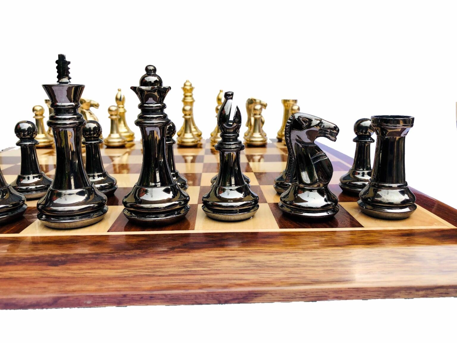 Exclusive Brass Staunton Chess Set Brass & Black Coated Brass 4" King ...