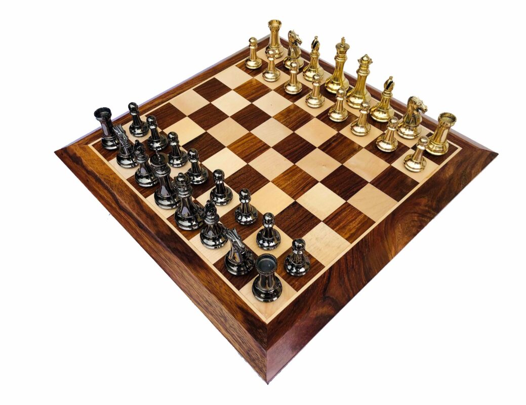 Exclusive Brass Staunton Chess Set Brass & Black Coated Brass 4" King ...
