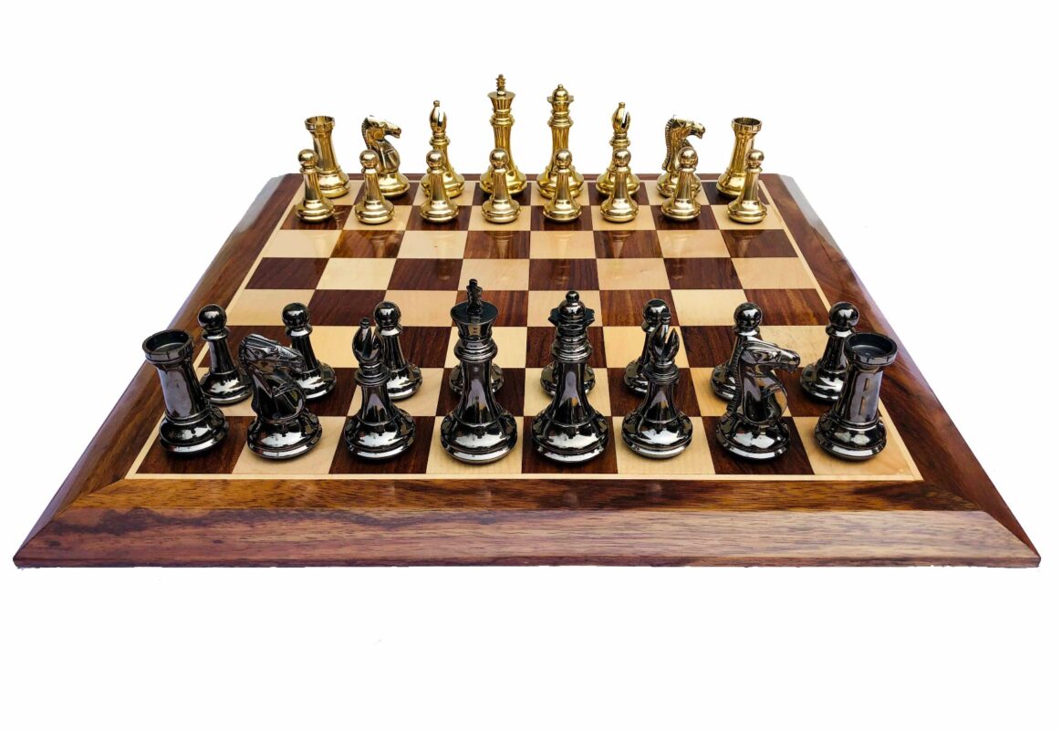 Exclusive Brass Staunton Chess Set Brass & Black Coated Brass 4" King ...