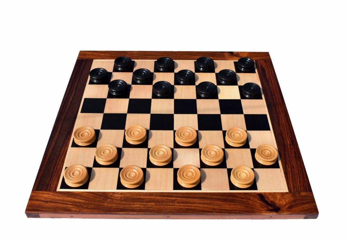 Tournament Series Checkers set Boxwood & Ebony 1.75" with 2" square ...