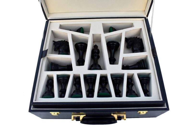 The Executive Series Black Leatherette chess pieces Storage Box for 4. ...