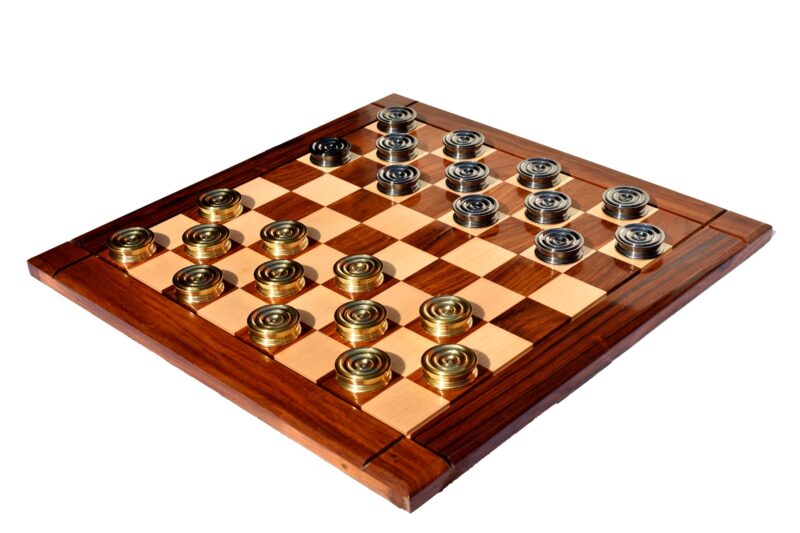 The Collector Series Solid brass checkers set Natural Brass and Black ...