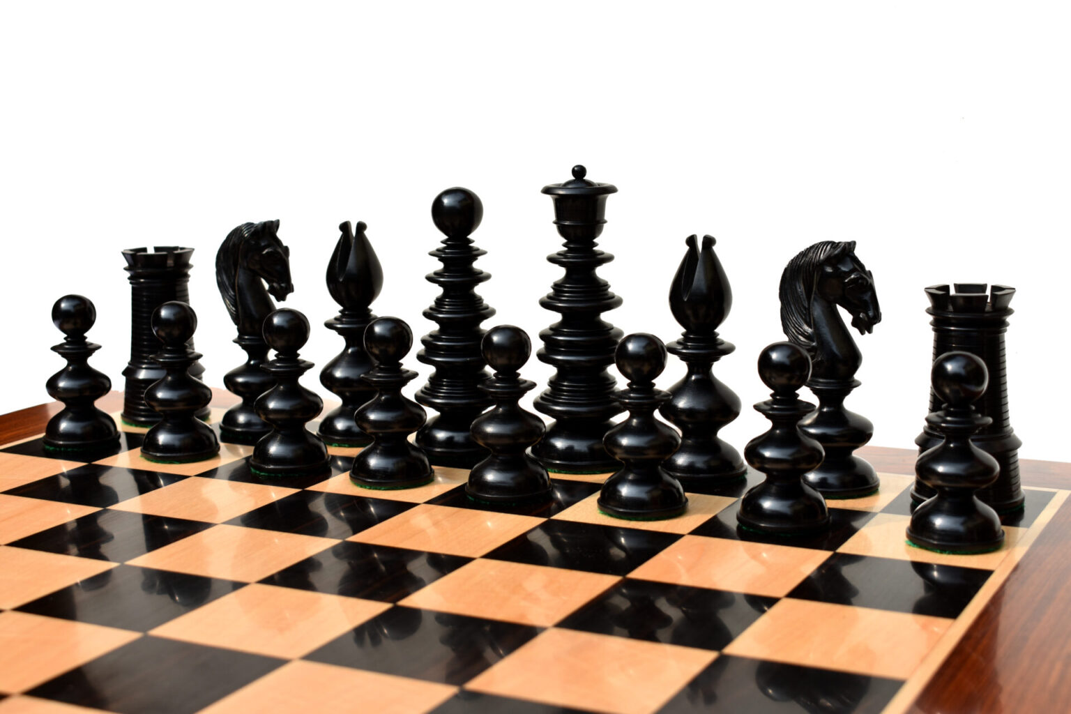 1840 St George Series Chess set Antiqued Boxwood & Ebony Wood 4.4" King ...